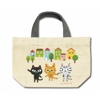 おすすめランチボックスがすっぽり入るミディアムバッグ。ちょっとそこまでのおでかけにも重宝します。毎日かわいいねこと一緒。サイズ約幅30×高さ20×まち幅10cm、持ち手の長さ:約10cm個装サイズ：31.0×21.0×5.0cm重量約0.1...