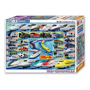 学べるシリーズ小さなお子様に人気の新幹線や列車がいっぱい!パズルで楽しく遊んで覚えちゃおう!サイズ38×26cm個装サイズ：17×23×5cm重量個装重量：320g仕様ピース数:80ピースパネルNo.031(C)TOMY　「プラレール」は株...