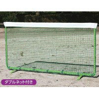 ネットはかぶせるだけ!!ダブルネット付きのテニス練習用ネットです。足が180度回転し、平らに積み重ねができますので、収納に便利です。サイズ全長2×全高1.06×奥行0.5m個装サイズ：115×210×25cm重量12kg個装重量：16000...