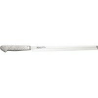 プロの理想の切れ味と使い易さを追求した造り。刃が直線的で先端を平らに切落としたような形状の関東型の刺身庖丁です。サイズ個装サイズ：43×6×2cm重量個装重量：345g素材・材質刀身:モリブデン・バナジウム鋼ハンドル:18-8ステンレス鋼仕...