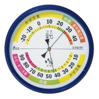 温度・湿度を管理して、健康・快適・ecoな生活を提案。温度と湿度の測定に使用する温湿度計です。かぜ注意、食中毒注意、カビ・ダニ注意の表示付き。裏面にフック穴が付いています。サイズ156×156×30mm個装サイズ：23×18×4cm重量14...