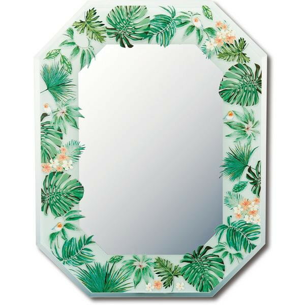 ナチュラルテイストが魅力☆シンプルで使い勝手が良い八角のミラーに、透明感ある水彩画の花や風に揺れる野花をアレンジ。繊細な色使いが優しく空間を飾ります。サイズ29×37.5×1cm個装サイズ：39×31×3cm重量約1kg個装重量：1200g...