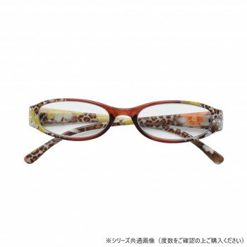 華やかな柄のリーディンググラスブラウンをベースにオレンジ、イエローがアクセントのフレームに大・小の花柄を施しています。フロント、テンプルにジルコンを入れています。寸法安定性があり、耐衝撃性が良いプラスチック素材(ポリカーボネイト)を使用。テ...