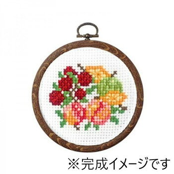 果物やお花をデザインしたクロスステッチキット。1日で完成!初級者の方でもかんたんに楽しめるクロスステッチキット。製作時間の目安は3〜4時間。サイズ額内径:10.5cm×10.5cm個装サイズ：24×14.5×1.2cm重量個装重量：75g素...
