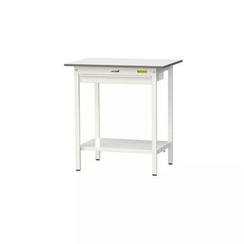 天板下に横巾一杯のワイド引出しが付いたワークテーブルよく使う工具や小物などを収納しておくのに便利です。足元には半面棚板2枚で全面棚板が付いています。※お届けは6個口です。※この商品の脚には、スリット穴がありません。中間棚の取付はできませんの...