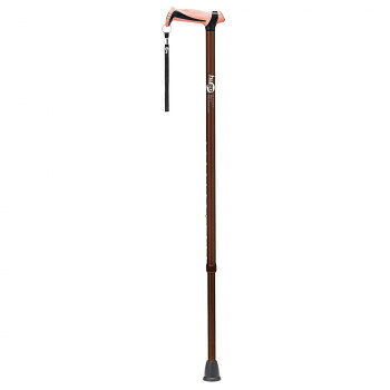 握りやすいソフトグリップの杖。左右どちらでも握りやすい形状のグリップを採用した杖です。接地面が広く食いつきの良い杖先ゴムで安定感を確保します。サイズφ1.9/2.2×H68〜96cm(2.5cmきざみ・12段階)個装サイズ：68×14×6c...