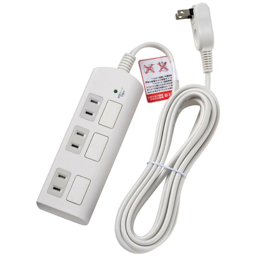 LED搭載のフラットスイッチ付!雷から接続機器を守る耐雷サージ機能付のタップです。サイズコード長:3m個装サイズ：30×9×5cm重量個装重量：395g仕様■定格:AC125V 15A■合計:1500Wまで■使用温度範囲:-10度〜40度■...