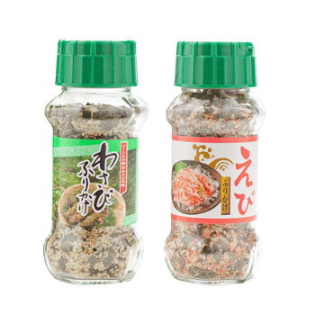 風味ゆたかなふりかけあたたかいご飯におむすび、お弁当にふりかけて、お召し上がりください。【わさびふりかけ】わさびの辛さをいかした、カルシウム豊富なわさびふりかけです。乾燥わさび茎を使用し、鰹・胡麻・海苔で風味を高めています。【えびふりかけ】...