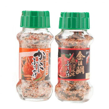 風味ゆたかなふりかけあたたかいご飯におむすび、お弁当にふりかけて、お召し上がりください。【かにふりかけ】赤色を基調とした色合いで、蟹のイメージ及び風味をいかし、ごま・のり風味を高め、卵殻Caを添加したふりかけです。【金目鯛煮付風味ふりかけ】...