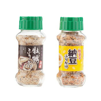 風味ゆたかなふりかけ国産牡蠣を顆粒に練り込み独特の風味をお楽しみいただけるふりかけと、風味豊かな納豆とピリ辛唐辛子のくせになる旨さを楽しめるふりかけです。ほかほかご飯、おむすび、お弁当にふりかけて、お召し上がり下さい。内容量牡蠣(95g)・...