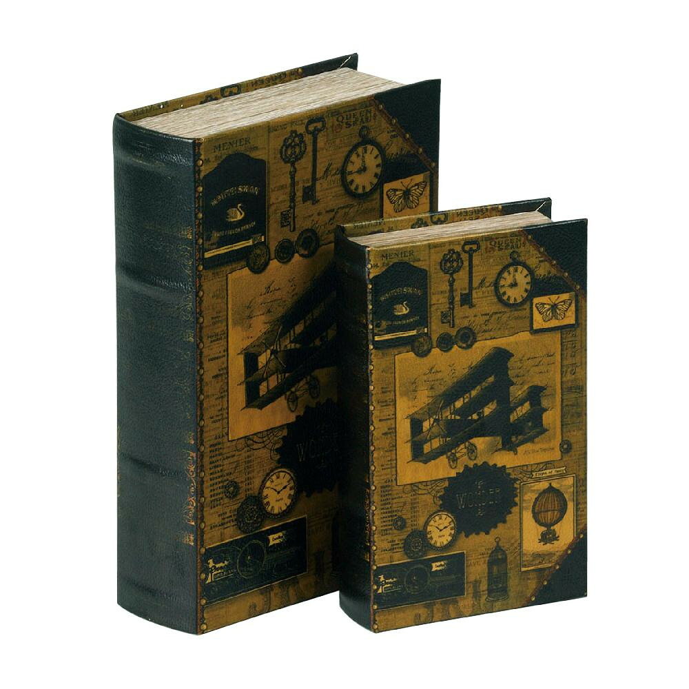 洋書デザインの収納ボックス。古い洋書風デザインが素敵なブック型の収納ボックス。小物やアクセサリー入れとしてだけでなくオブジェとして飾ってもオシャレです。サイズ【大】W180×D70×H270mm、【小】W130×D50×H210mm個装サイ...