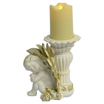 天使のインテリア雑貨LEDキャンドル付きのキャンドルフォルダーです。本物のキャンドルの様に、炎がゆらゆらします。LEDライトなので電池も長持ちです。※アンティック仕上げの商品です。風合いを出すための仕上げで不良品ではありません。サイズ高さ2...
