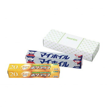 日用品ギフトにおすすめお台所の必需品、ラップとホイルのセットです。サイズ個装サイズ：27×10×6cm重量個装重量：224gセット内容ポリラップ(22cm×20m)・アルミホイル(25cm×8m)各1本生産国日本fk094igrjs