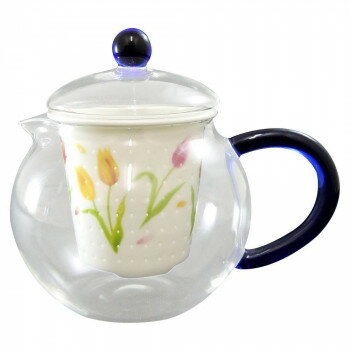 可愛い柄で、ティータイムを演出♪ガラスのティーポットに有田焼の茶こしがおしゃれ☆日本茶・紅茶・中国茶・ハーブティーなどいろんなお茶にご使用下さい♪サイズ約11×14.5×H13cm個装サイズ：14×14×12cm重量個装重量：360g素材・...