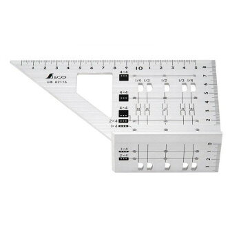 おすすめ2×4材の巾や厚みに合わせたサイズで、簡単にケガキ作業ができます。45度と90度を同時に確認でき、ケガくことができます。2×4材の短辺89mmに対して、1/2、1/3、1/4を簡単に等分割り付けできます。ビスを打ち込む箇所に印を付け...