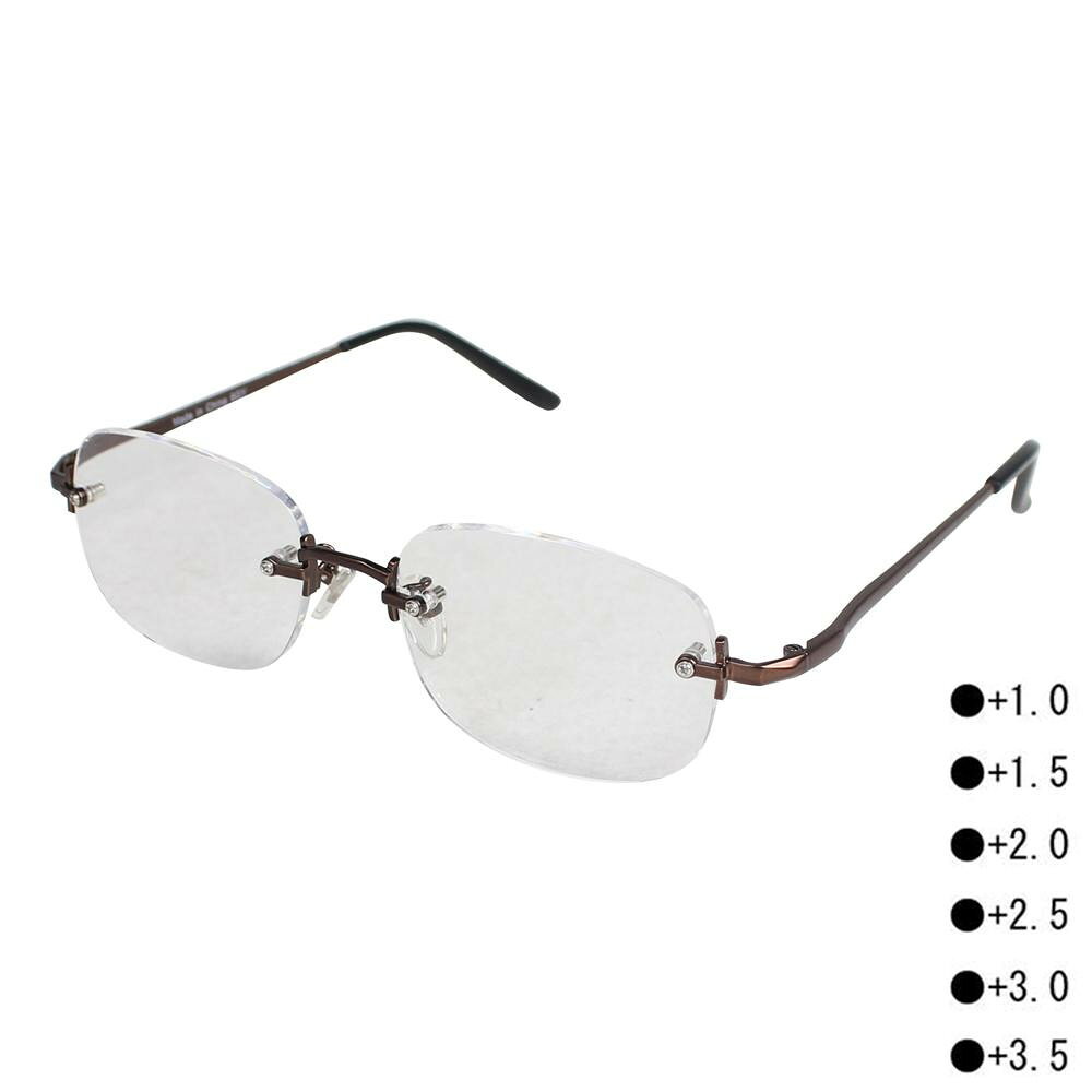 おしゃれな老眼鏡!縁なしデザインがおしゃれな老眼鏡です。商品区分一般医療機器医療機器届出番号:18B3X00004AT0022サイズ高さ×幅×奥行:140×37×25mm(閉じた状態)個装サイズ：18×5×3cm重量個装重量：50g素材・材...