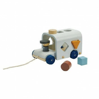 形合わせとプルトイが一体となったおもちゃ形合わせとプルトイが一体となったこのおもちゃには、3つのカラフルなブロックが付いています。バスの上の白木部分を引っぱると、ブロックが後ろから出てきます。サイズ12.7×22×13.5cm個装サイズ：2...