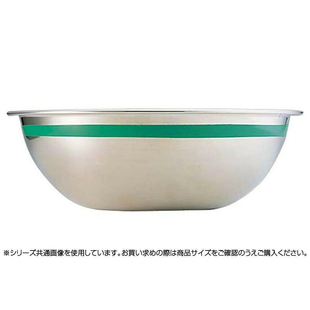 使い分けに便利なライン入り。清潔感のあるステンレス製のボールです。サイズΦ500×H197mm個装サイズ：20×54×54cm重量個装重量：1860g素材・材質18-8ステンレス仕様容量:25.0L板厚:0.8mm生産国日本使い分けに便利な...
