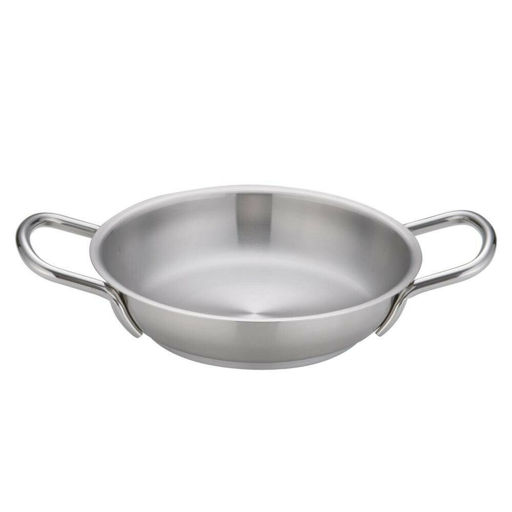 IH対応のオムレツパン!オムレツづくりに最適です。サイズ外径220×深さ40mm、底径150mm個装サイズ：30×23×5cm重量0.75kg個装重量：760g素材・材質18-8ステンレス仕様IH対応板厚:0.8mm生産国ベトナムIH対応の...