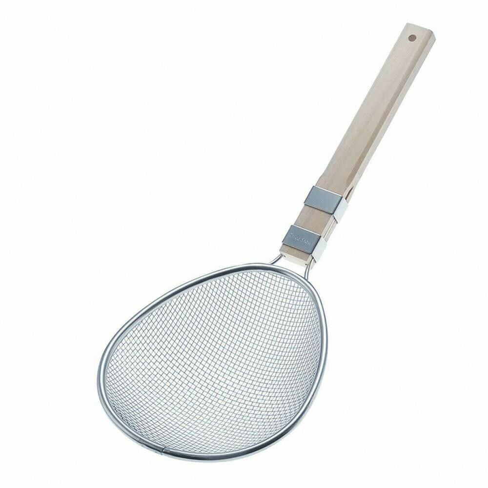 食材の水切りにおすすめ!木柄のすいのうです。サイズアミ部分:縦220×横190mm、全長486×深さ66mm個装サイズ：8×49×19cm重量個装重量：323g素材・材質18-8アミ・6.5メッシュ生産国中国食材の水切りにおすすめ!木柄のす...