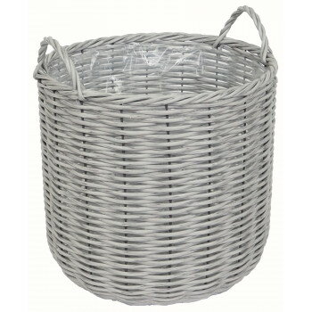 フェイクラタンプランターK8号持ち手付きのプランターカバーです。内側にビニールが付いているので観葉植物の土で汚れたり水で濡れたりすることを防ぐことができます。サイズ直径36×高さ35(41)cm個装サイズ：36.0×36.0×35.0cm重...