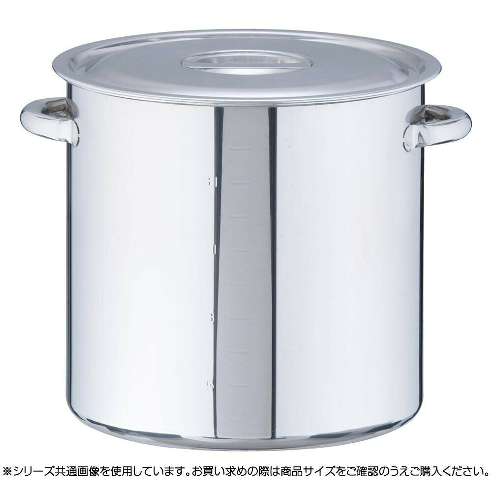 目盛付で便利です。内側に見やすい目盛が付いて便利な寸胴鍋です。サイズ外径316×深さ300mm個装サイズ：32.0×47.0×33.0cm重量3.23kg個装重量：3550g仕様内径:30cm容量:20L生産国日本目盛付で便利です。内側に見...