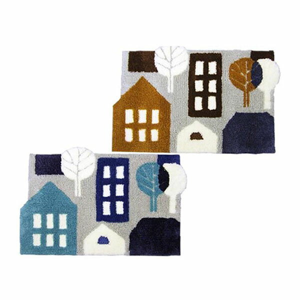 北欧のやさしい街並みを玄関マットにしました☆ラグからはみ出したモチーフがユーモアたっぷり。やさし色合いと可愛い建物の形で玄関をポップに演出してくれます。サイズ45×70cm個装サイズ：50×50×10cm重量個装重量：300g素材・材質アク...