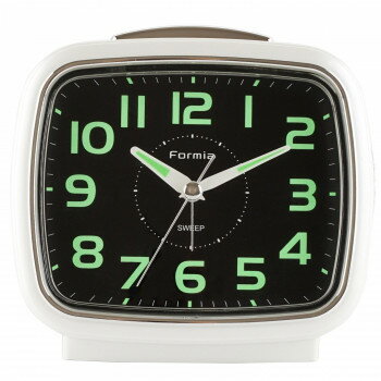 夜でも見やすい夜でも見やすい蓄光文字盤とライト付きです。滑らかに進む連続秒針機能。アラームは電子音で、一旦止めても再度鳴り出すスヌーズ機能付きです。サイズ約113×123×70mm個装サイズ：12.3×12.8×7.5cm重量約171(電池...