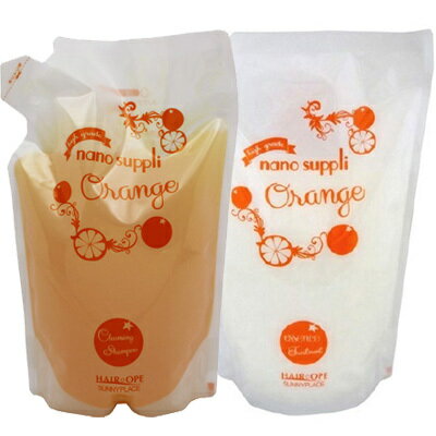 サニープレイス　ナノサプリ　クレンジングシャンプー/エッセンスコンデ　オレンジ　800ml イオンの力で汚れを落とす新発想シャンプー。 超低刺激で手肌に優しい。スッキリ甘酸っぱいオレンジの香り。 1