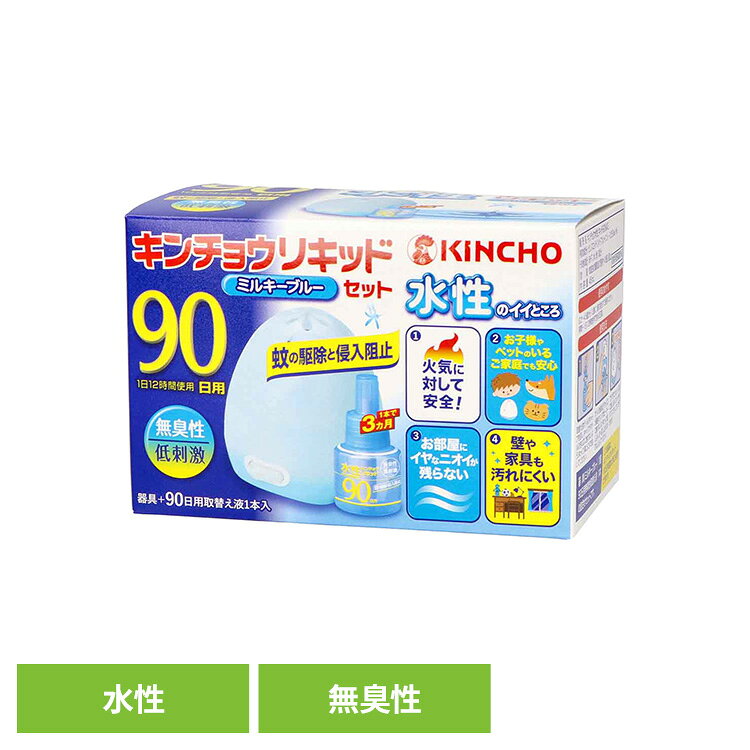 液体電子蚊取り器具と、90日用取替液とのセット。水性処方で、安定した殺虫効果を発揮します。蚊の駆除と共に、屋内への蚊の侵入も阻止します。無臭性。※リニューアルに伴い、パッケージ・内容等予告なく変更する場合がございます。予めご了承ください。●...