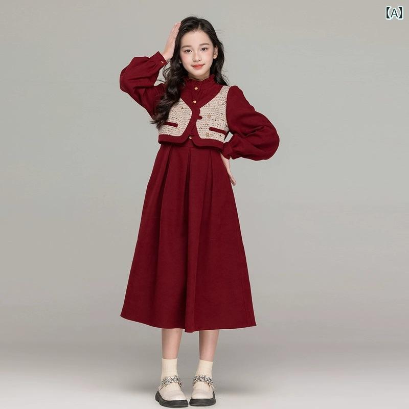 ・スタイル: 韓国風・カテゴリ: ワンピース・主な素材: ポリエステル100%・性別: 女性・対象年齢: 8歳以上140cm以上・柄: 無地・適用シーズン: 春秋、冬・袖丈: 長袖・スカート丈: Aライン・要素: レトロ・カラー: レッド・...