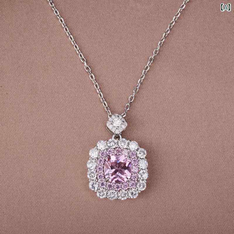 ・素材: 銅・スタイル: 欧米風・タイプ: レディース・形状: 幾何学・おすすめ用途: 結婚式、旅行記念、社員向けギフト・カラー: ピンクジルコニア（チェーン付）プラチナカラー、シャンパンジルコニア（チェーン付）プラチナカラー・流行要素: ...