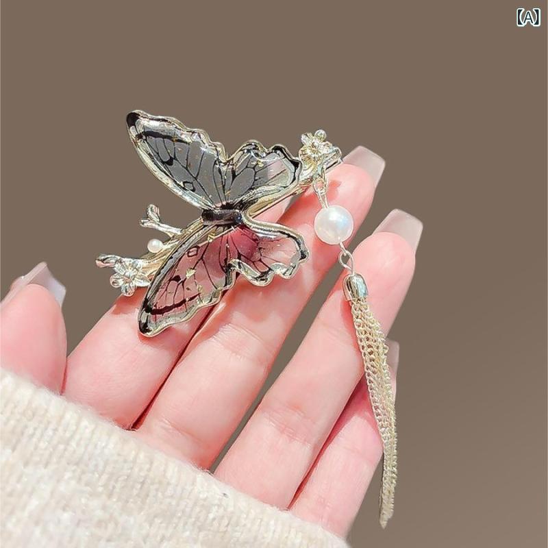 ・素材: 合金・加工: 電鍍・種類: ダックビルクリップ・カラー: 蝶々花枝サイドクリップ・モチーフ: 蝶々・スタイル: 新中国風・スタイル分類: 個性派トレンド・カテゴリ: ヘアアクセサリー・対象: 女性・モチーフカテゴリ: 動物