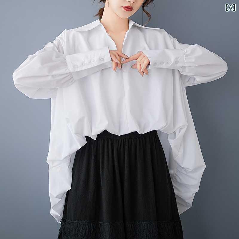 ・柄: 無地・主な素材: 綿70〜80%, ポリエステル・カラー展開: ホワイト, ブラック・スタイル: レトロカジュアル, エレガント・ネックライン: ポロネック・対象年齢: 大人・袖タイプ: シャツスリーブ・フィット: ルーズ・開閉: ...