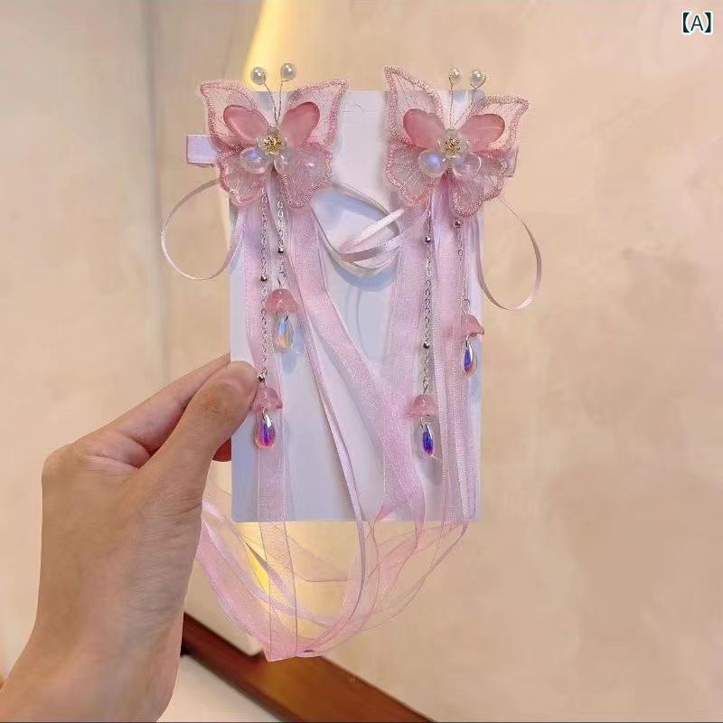 ・素材: 合金・スタイル: 子供向け・加工方法: 手作り・ヘアクリップの種類: 蝶々クリップリボン・カラー展開: ピンク、グリーン、パープル、イエロー・テイスト: 古風、文芸レトロ・製品カテゴリ: ヘアアクセサリー・流行要素: 植物・花柄
