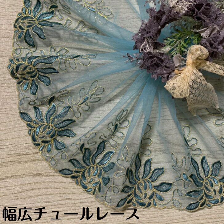 商品説明サイズ幅約18cm　長さ1m ご希望のメートルの数字でご注文をお願いします。カラー水色系・ゴールド ※モニターの発色具合によって実際のものと色が異なる場合があります。ご注意・お品により、1枚でご用意できない場合がございます。※1枚で...