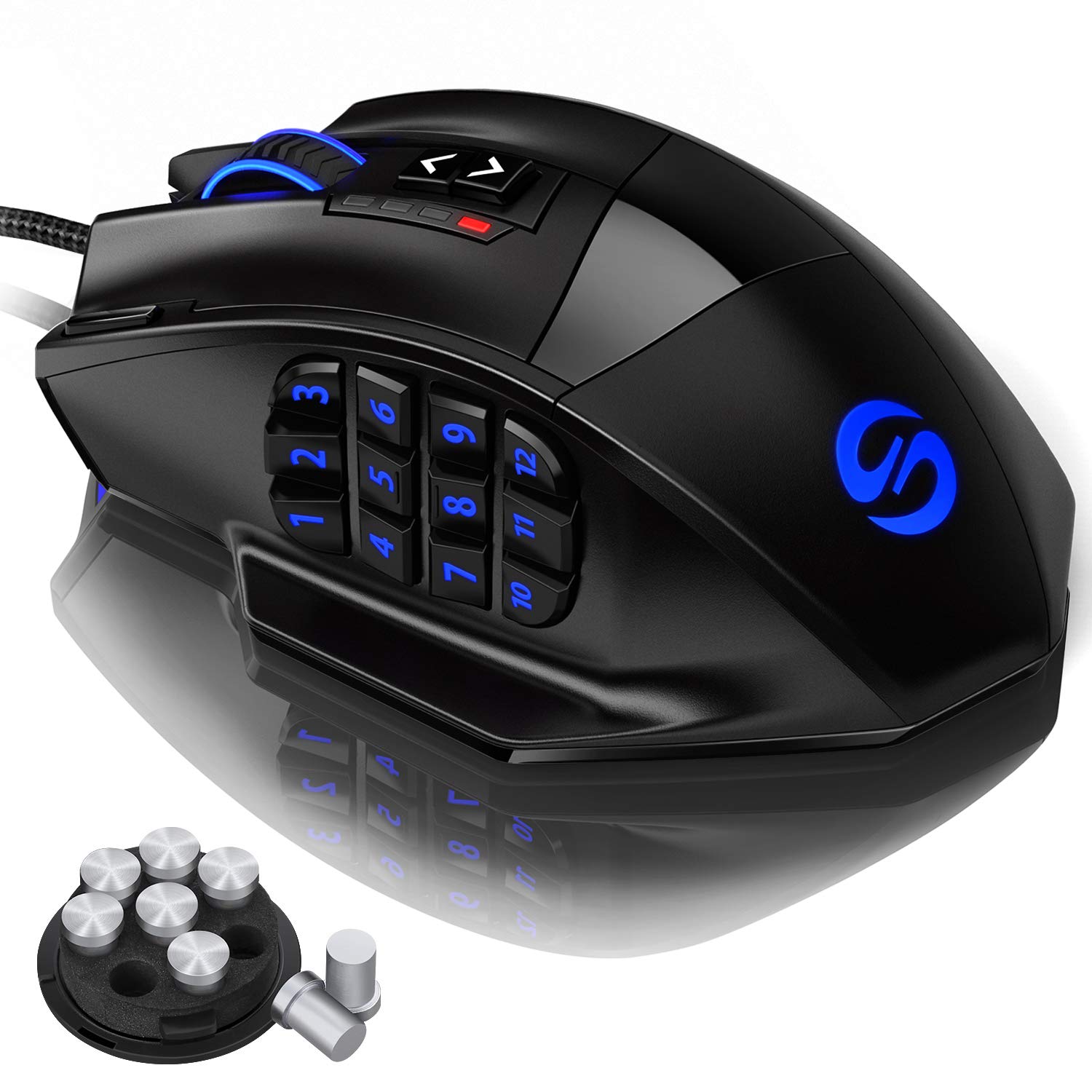 ・ブラック Medi D535・高感度 D o ゲーミングマウス：MMO ゲーマー向けのこのプロフェッショナル MMO ゲーミング マウスは、最大16400D、1000F、1000Hzポーリング レート、30G加速、100〜150インチ/秒...