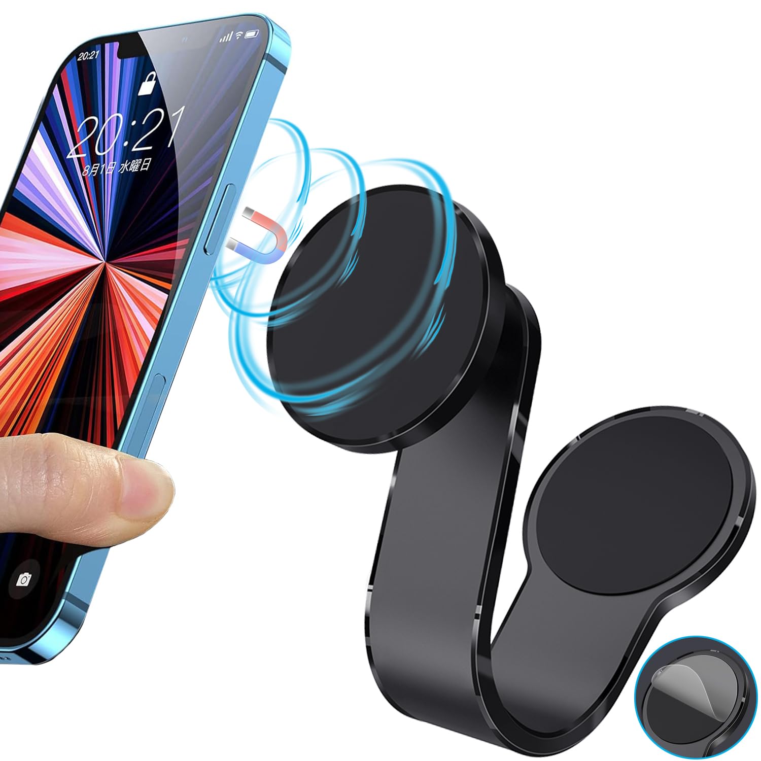 ・グレー Rhone・新進化強力なマグネット：本車用スマホホルダーはN5グレードの磁石を使用され、非常に強力であり、瞬間でスマホをしかっり吸着できます。進化したマグネットの特性により、スマートフォンが車の振動や急なカーブにも耐え、安定して固...