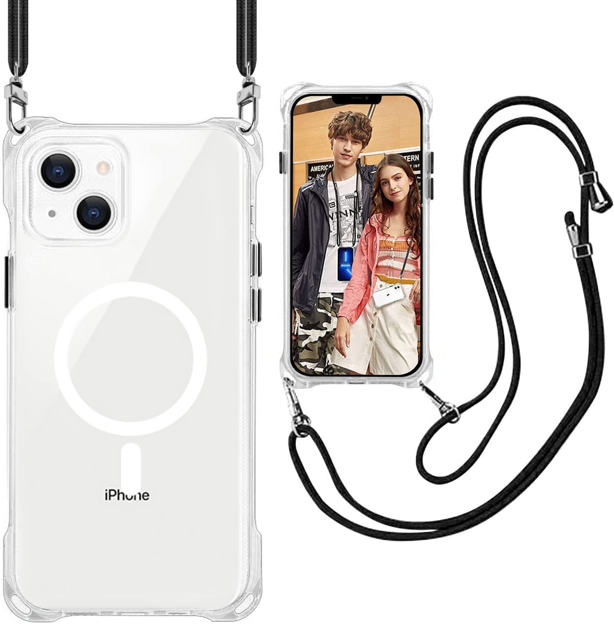 クリア・クリア ihone 13/14 ihone13/14・対応機種ihone 13/14（6.1インチ）用 Maafe対応 スマホケース。注：本製品を装着したまま、ワイヤレス充電可能です。（ご注意：ご購入前機種をよくご確認くださいね。間...