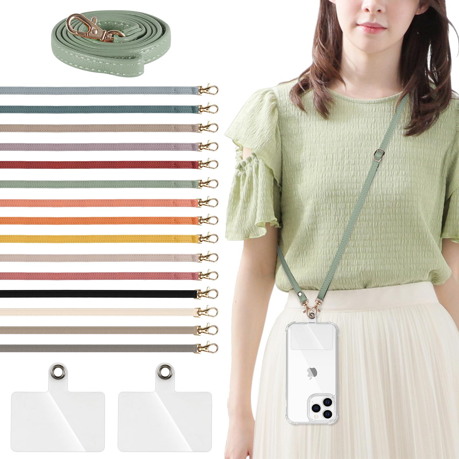 ネックストラップ・アイスグリーン ・・lor:アイスグリーン・優れたデザイン高品質の合成皮革素材を使用しており、丈夫で耐久性があり、摩耗や引き裂きに強いです。ネックストラップの最大長さは約140c、直径は約0.8cです。長さは簡単に調節でき...