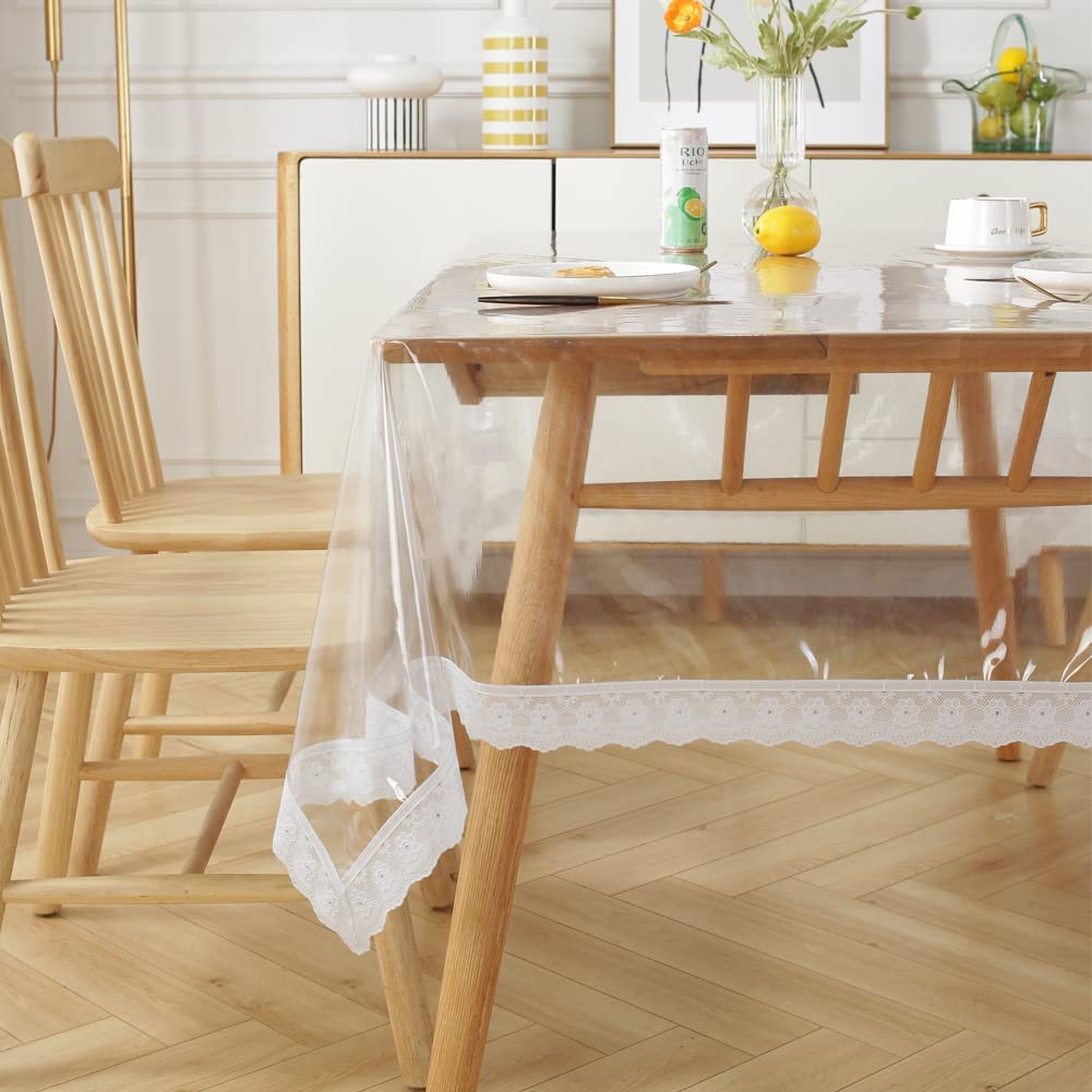 ・透明+レース 150*190 ・・ze:150*190:透明+レース・テーブルプロテクター:透明だからお好きな色のテーブルクロスを下に敷いて合わせてもいいです。透明なプロテクターでテーブルとテーブルクロスを引っかき傷や汚れから保護し、木製...