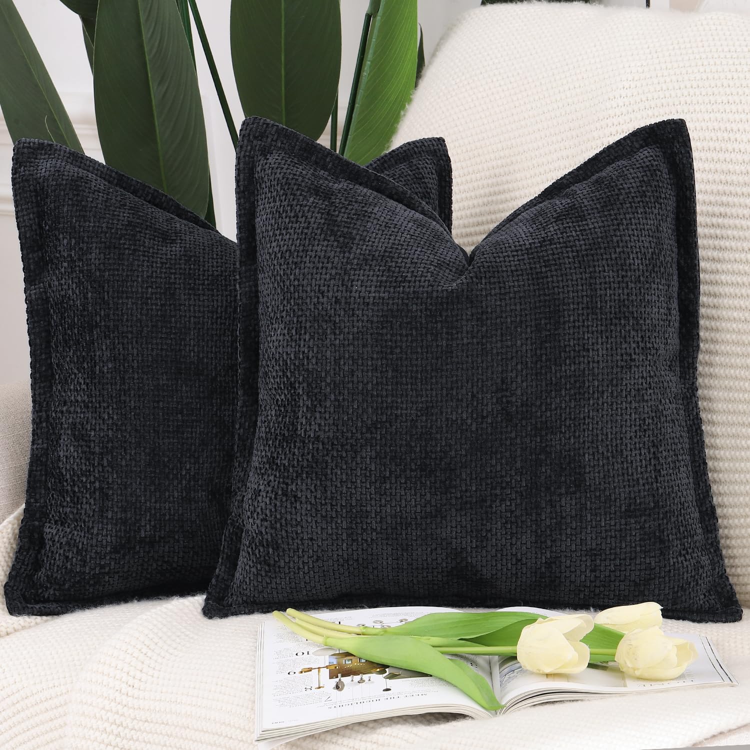 カジュアル。・ブラック 60cmx60cm2 枚組 XNDM0122424・・:ブラックze:60cmx60cm2 枚組・この枕カバーは抱きしめるとふんわりとした感触が心地よく、頬に当たる感触も快適です。・シャニールの表面とベルベットの裏面...