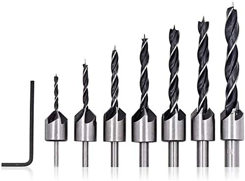 ・シルバー ・7種類サイズ＆調節可能：皿穴ドリルビット7本：3mm 4mm 5mm 6mm 7mm 8mm 10mm　付属品：六角レンチ。作業に便利な皿穴ドリルビットの7本セットで六角レンチが付属としてついています。ドリルの長さは、止めねじ...