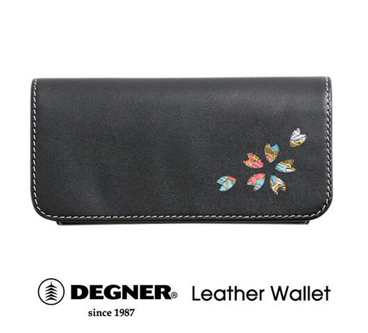 商品名DEGNER 花山 レザーウォレット　都桜 WV-12K ブラックサイズ縦19×横9.5×幅2.5カラーブラック素材牛革、金襴織物メーカーDEGNER(デグナー)(デグナー) DEGNERポイント花びらから覗く　金襴の粋。 様々なシー...
