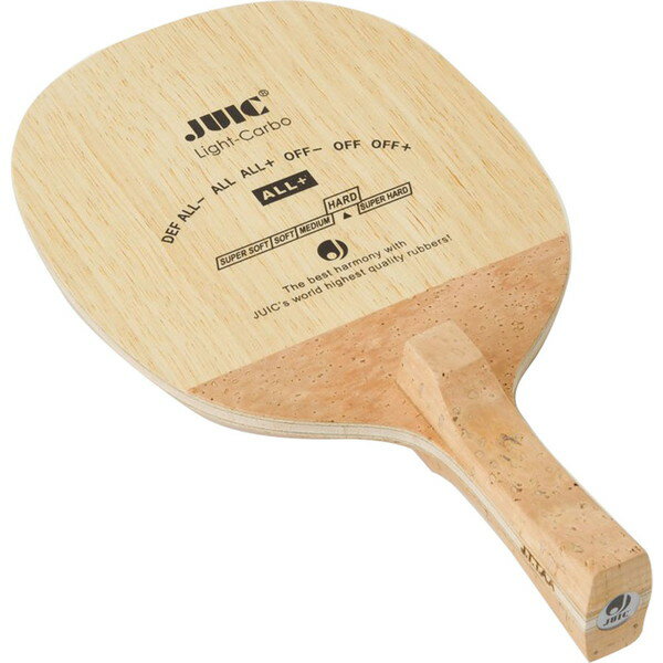 超軽量設計のため、両面に貼っても振り切れる。攻守のバランスを重視した弾みとなっている。◯ラケット素材：木材5枚合板＋カーボン2枚サイズ：ブレード／160×141mm、ブレード厚／6．0mm重量：約67g（±10g）仕様：タイプ／ALL＋、打...