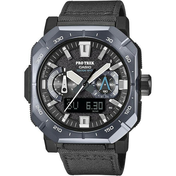 本格アウトドアウオッチ、PRO TREK PRW-B1000から、アウトドアの聖地「ヨセミテ」の青みがかった情景から着想を得たモデルです。 かつてのロッククライマーが使用したピトンをモチーフにした9時位置の小針が自然への敬意と冒険心を表現し...