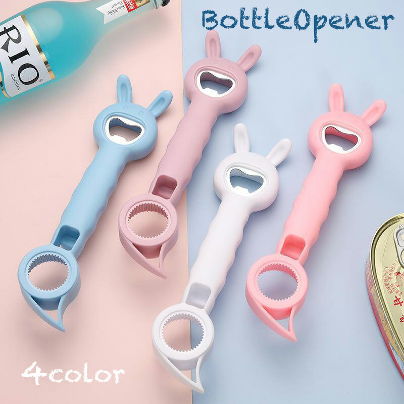 うさぎデザインがかわいい☆ 多機能なボトルオープナーです。 栓抜きとしてだけでなく ペットボトルのキャップ、瓶の蓋、缶詰など、 色々開けられてとっても便利♪ 持ち手は手に馴染みやすいウェーブ型です。 【サイズについて】 画像をご参照ください...
