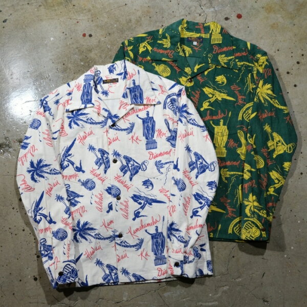 ■品番： SS29582 ■素材： COTTON100% ■商品： カメハメハ像やパームツリーなどハワイらしいデザインが施された。 コーデュロイ生地で秋冬仕様で仕上げられたオープンカラーシャツ。 ※着用モデル 175cm 70kg 40L着...