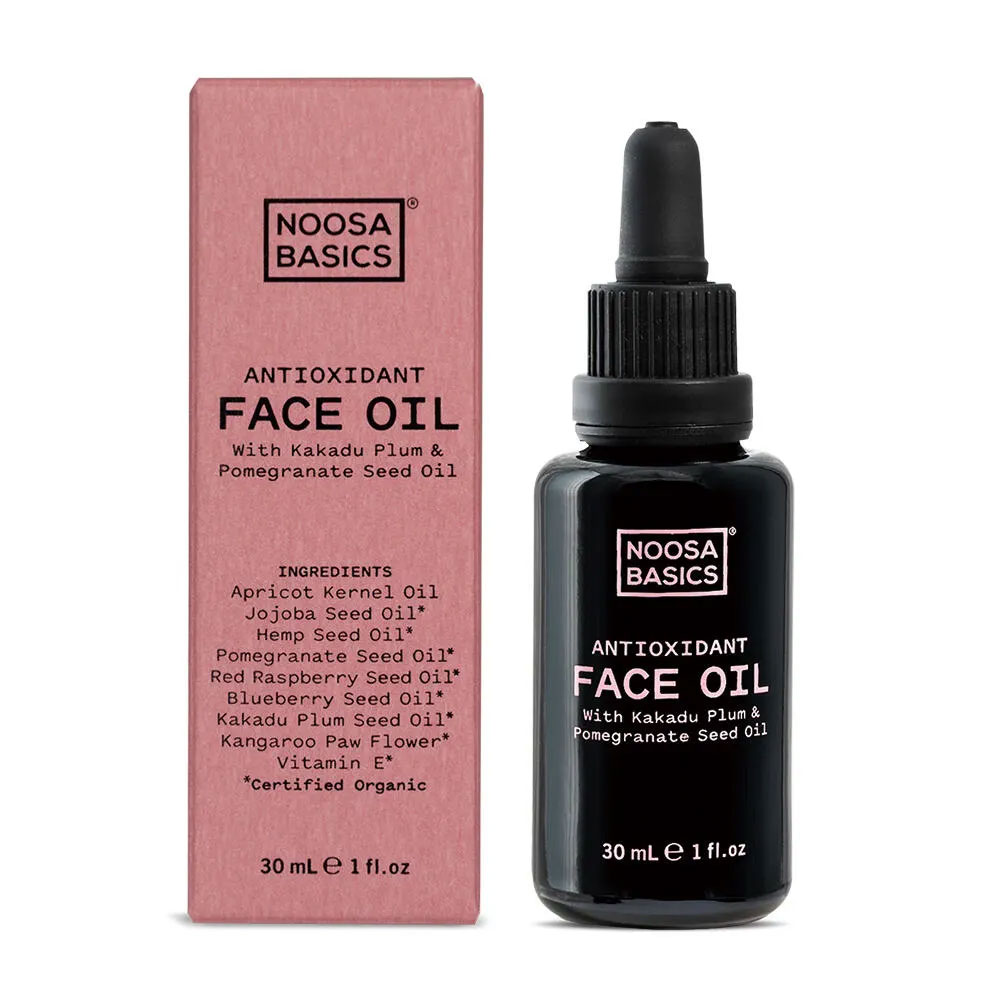 Noosa Basics フェイスオイル 30mLは、アンズオイル・ホホバオイル・ヘンプオイルをベースに、スーパーフルーツシードオイルを贅沢にブレンドしたヴィーガン美容オイルです。 ローズヒップ、ザクロ、ブルーベリー、ラズベリー、カカドゥプ...