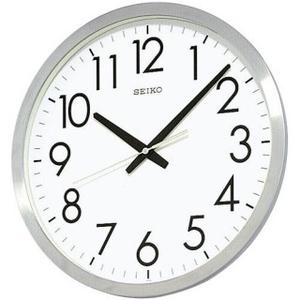 セイコー　掛け時計　KH409S ・枠材 ：金属枠 ステンレス ヘアライン仕上げ ・前面：ガラス ・サイズ・重さ ：直径350x34mm 950g ・電池 ：リチウムボタン電池SB-T53（CR2477）×1(電池寿命約5年間) ・機能 ：...
